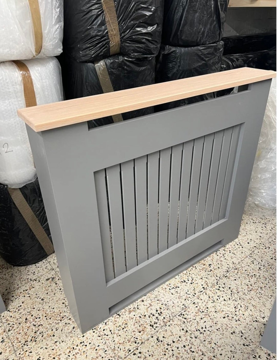 Solid Oak Top Grey Radiator Cover Custom Fit UK - Etsy