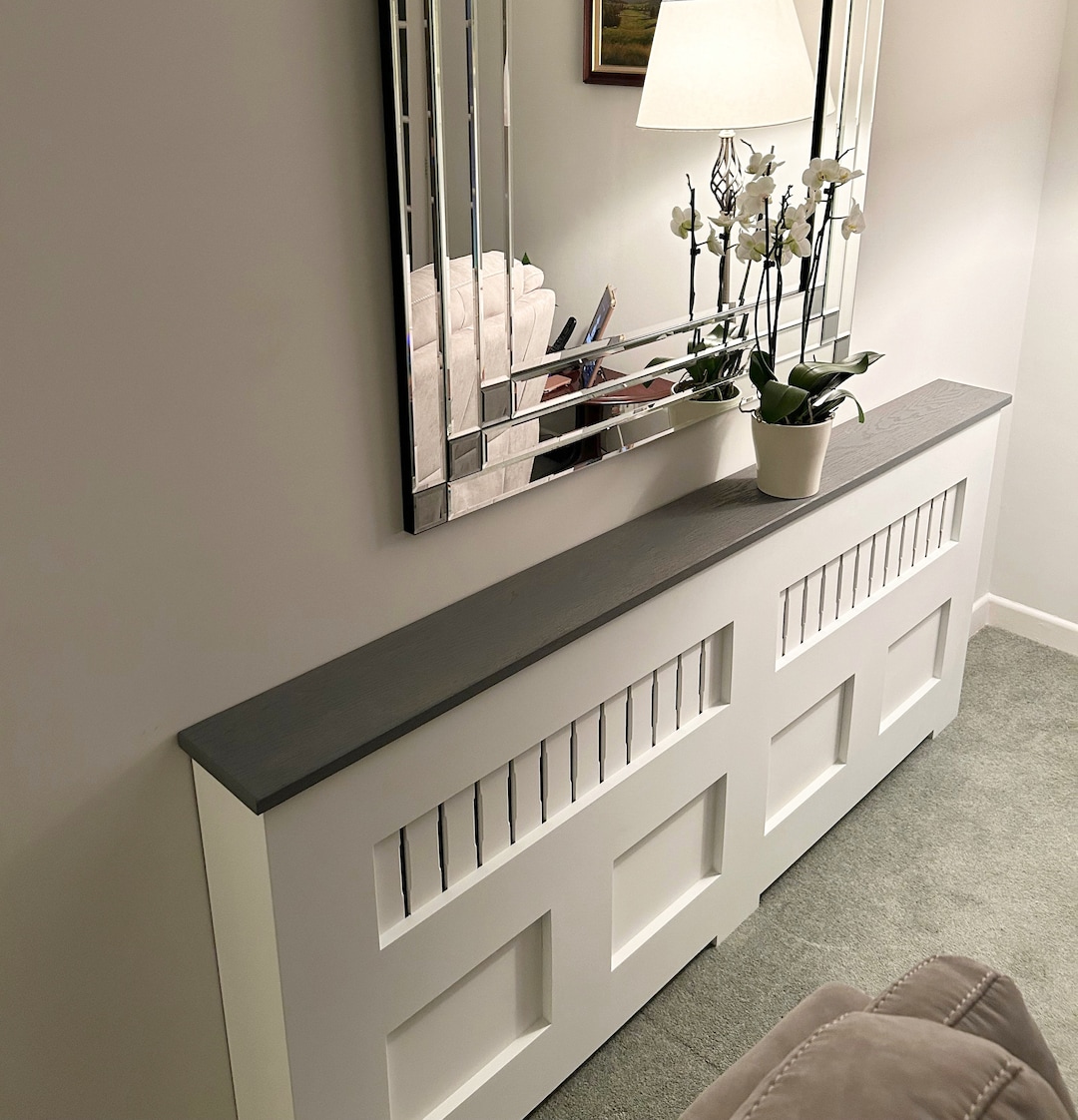 Bespoke Custom Radiator Cover Solid White Oak Top Grey Wash UK - Etsy