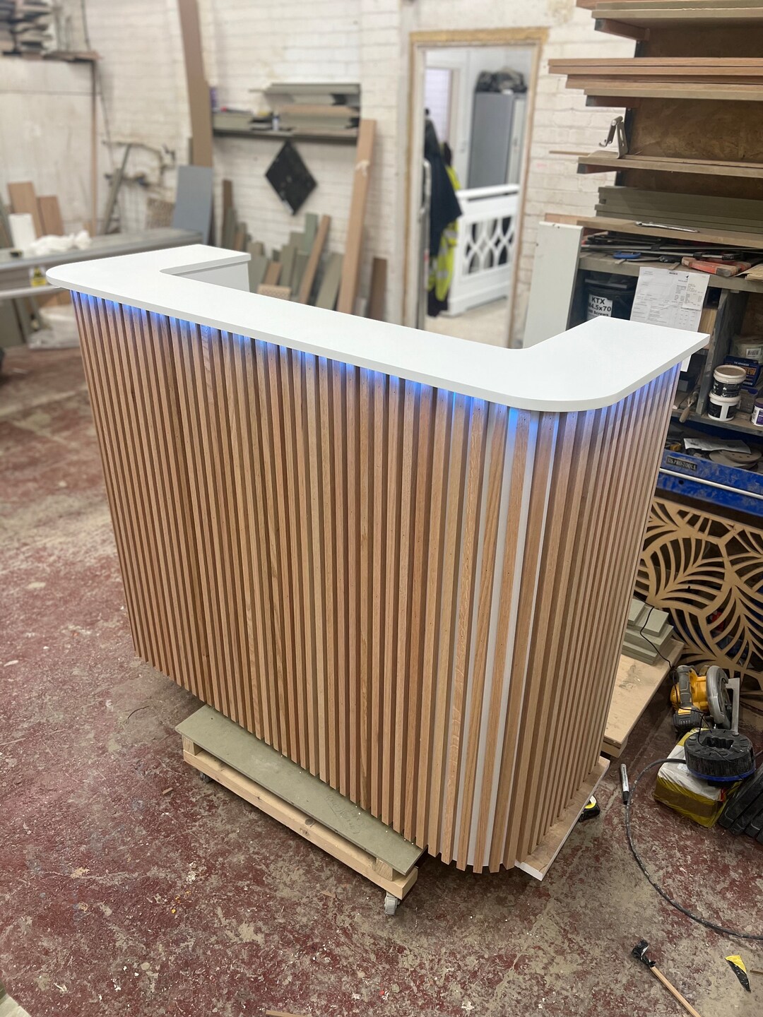 Bespoke Reception Desk, Fluted Design, Shaded White - Etsy