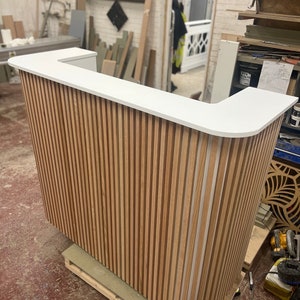 Bespoke Reception Desk, Fluted Design, Shaded White - Etsy