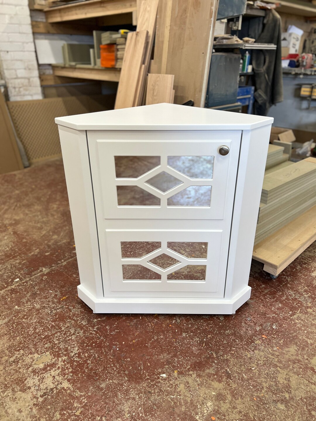 Bespoke Florence Corner Cabinet Mirrored Diamond Design - Etsy