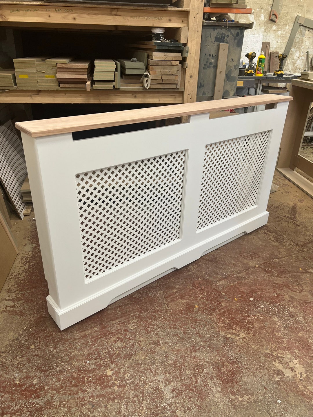 White Diamond Regency Grill Radiator Cover, Solid Oak Top With ...