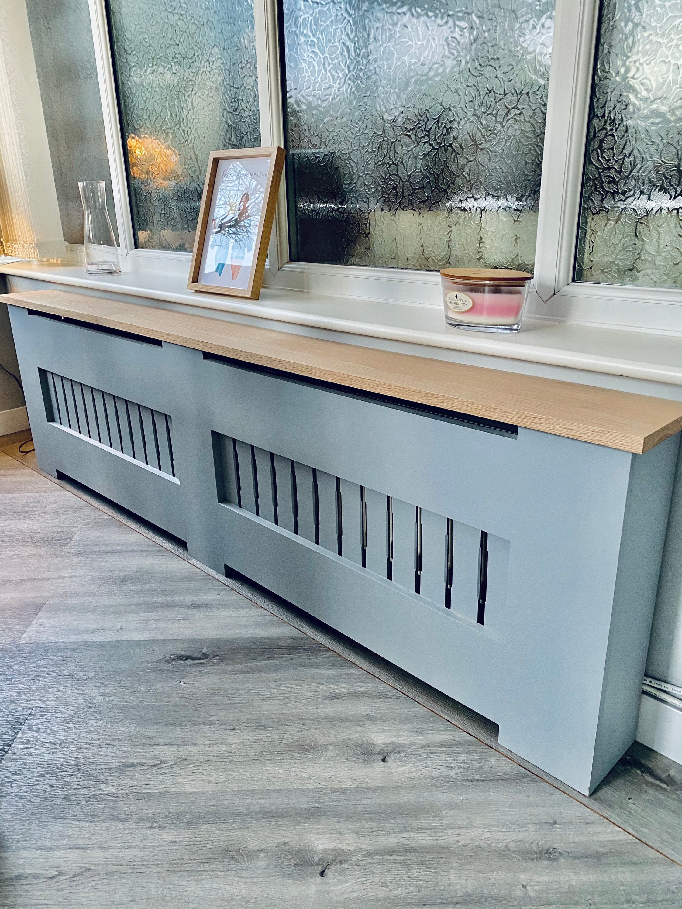 Solid Oak Top Grey Radiator Cover Custom Fit UK - Etsy