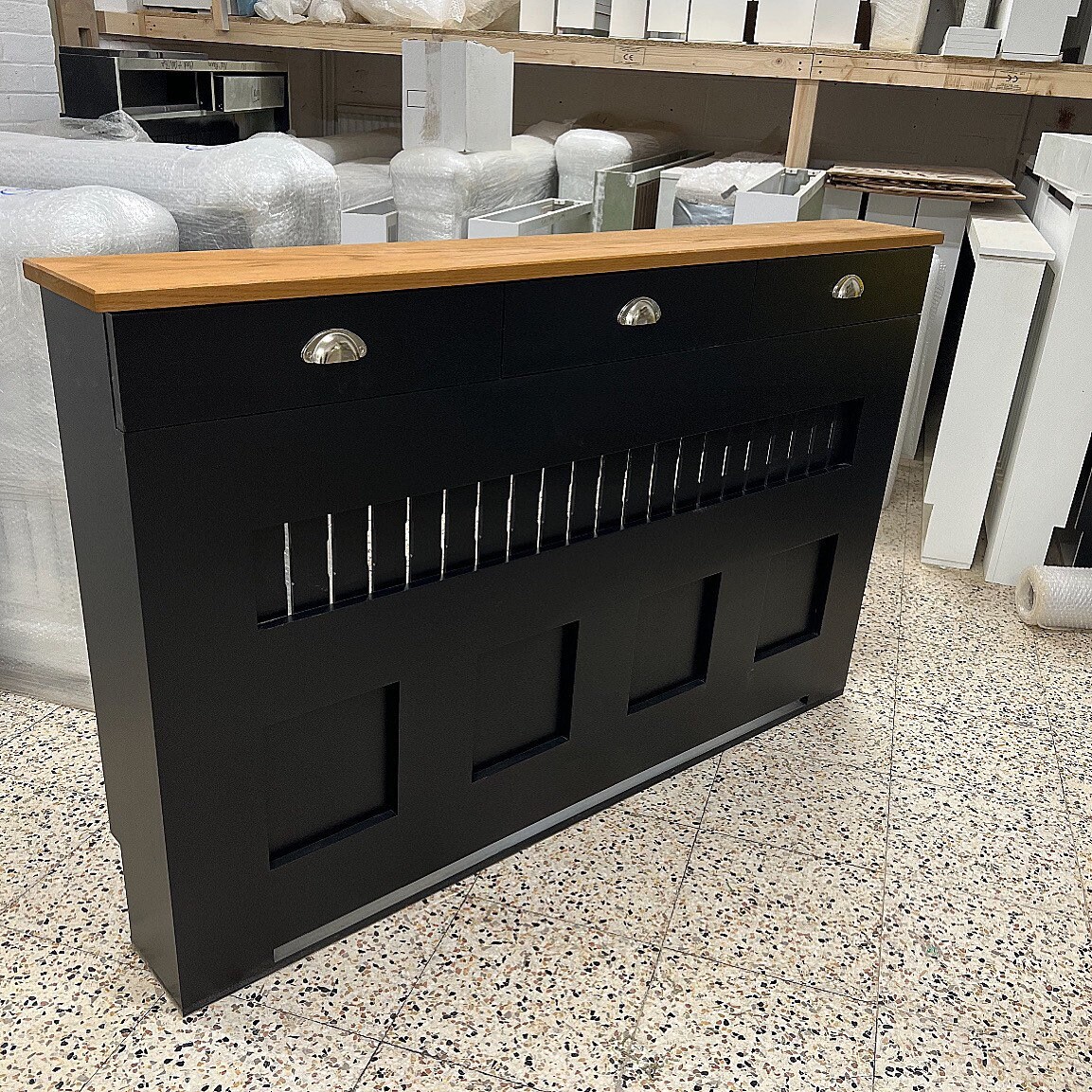 Bespoke Black Radiator Cover With Draws & Solid Oak Top Custom - Etsy UK