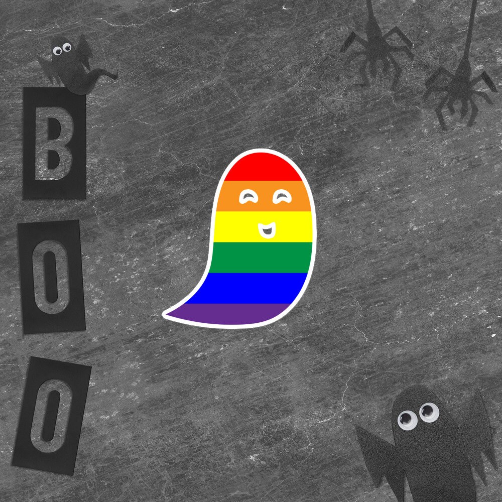 Rainbow Flag Ghost Sticker | Etsy