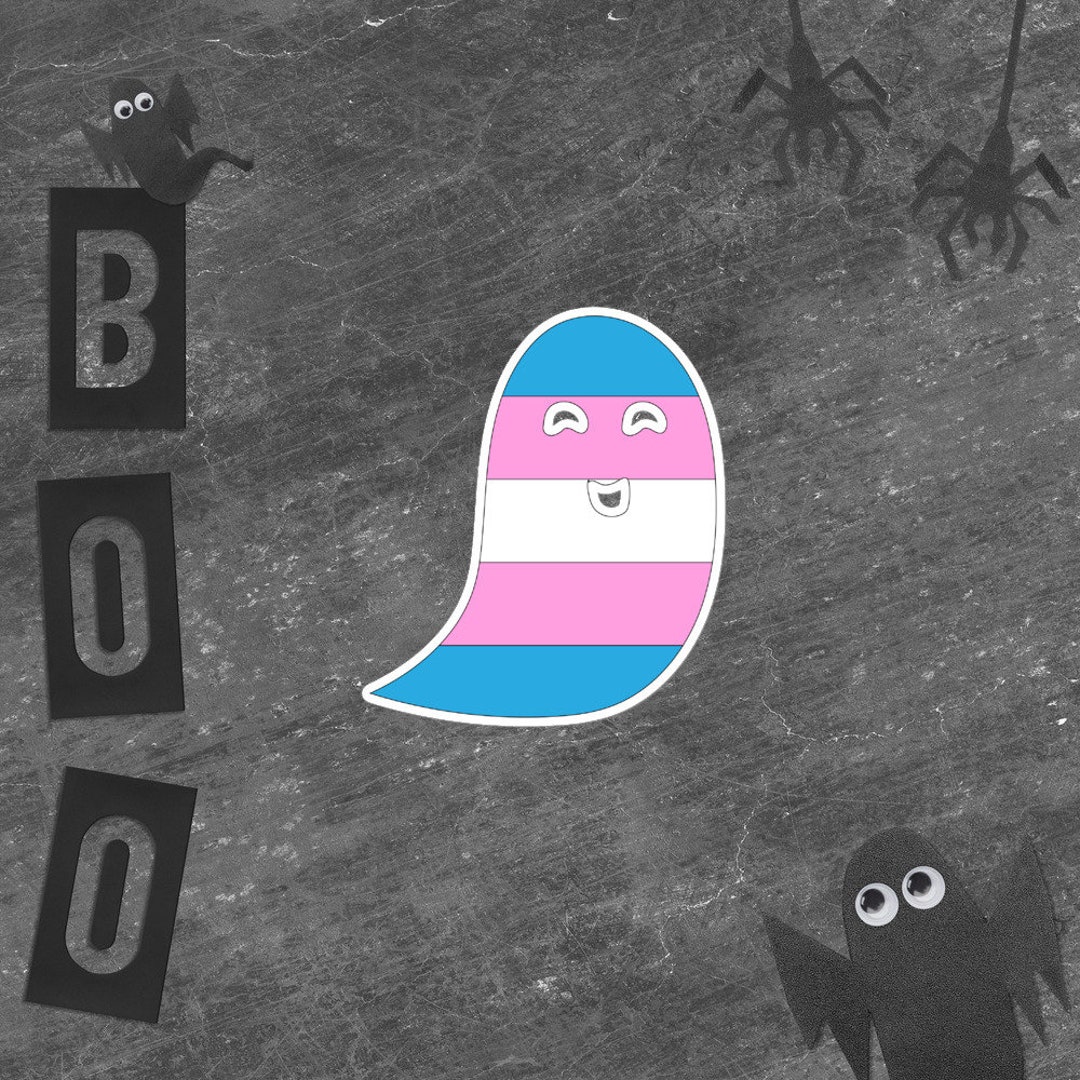 Transgender Flag Ghost Sticker - Etsy