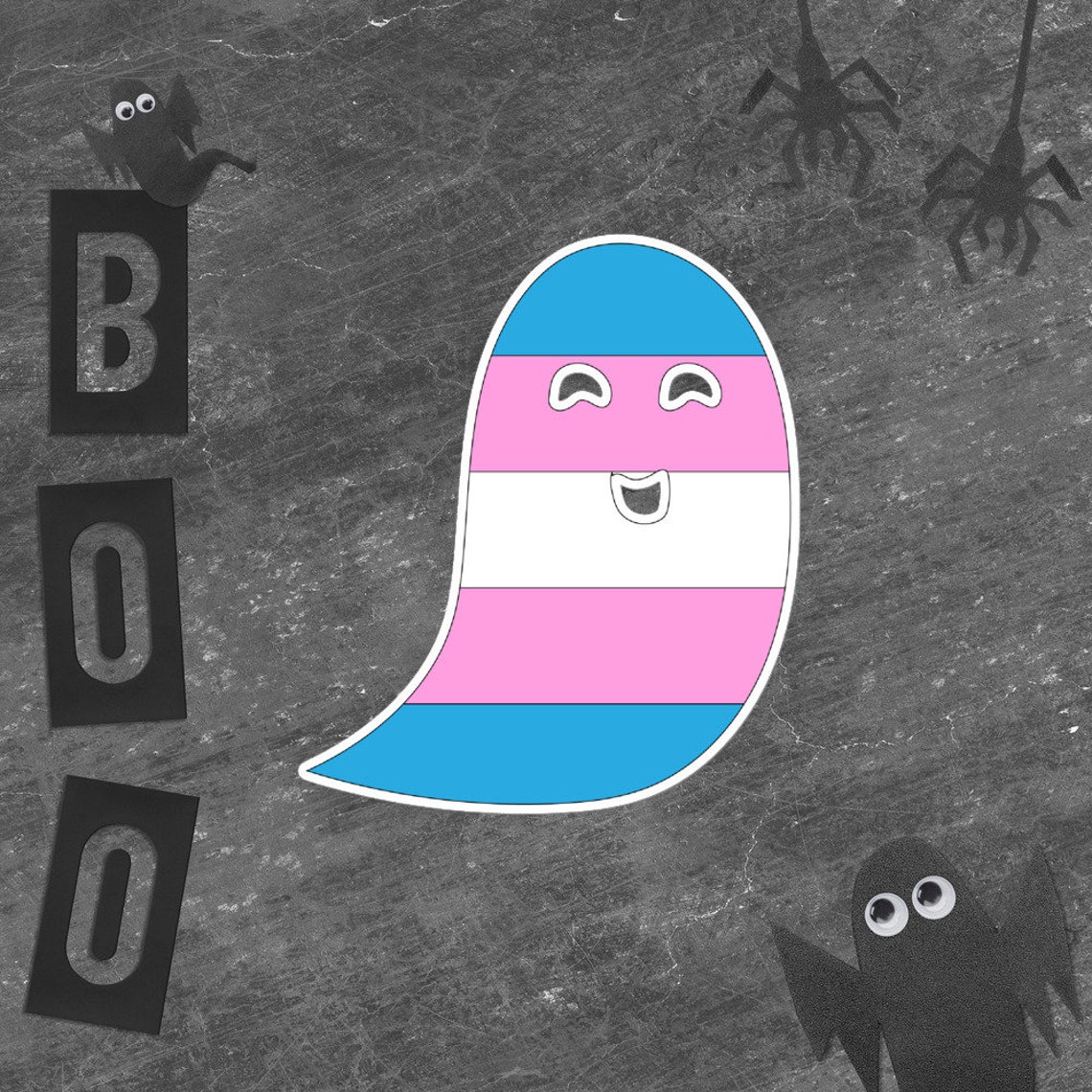 Transgender Flag Ghost Sticker - Etsy