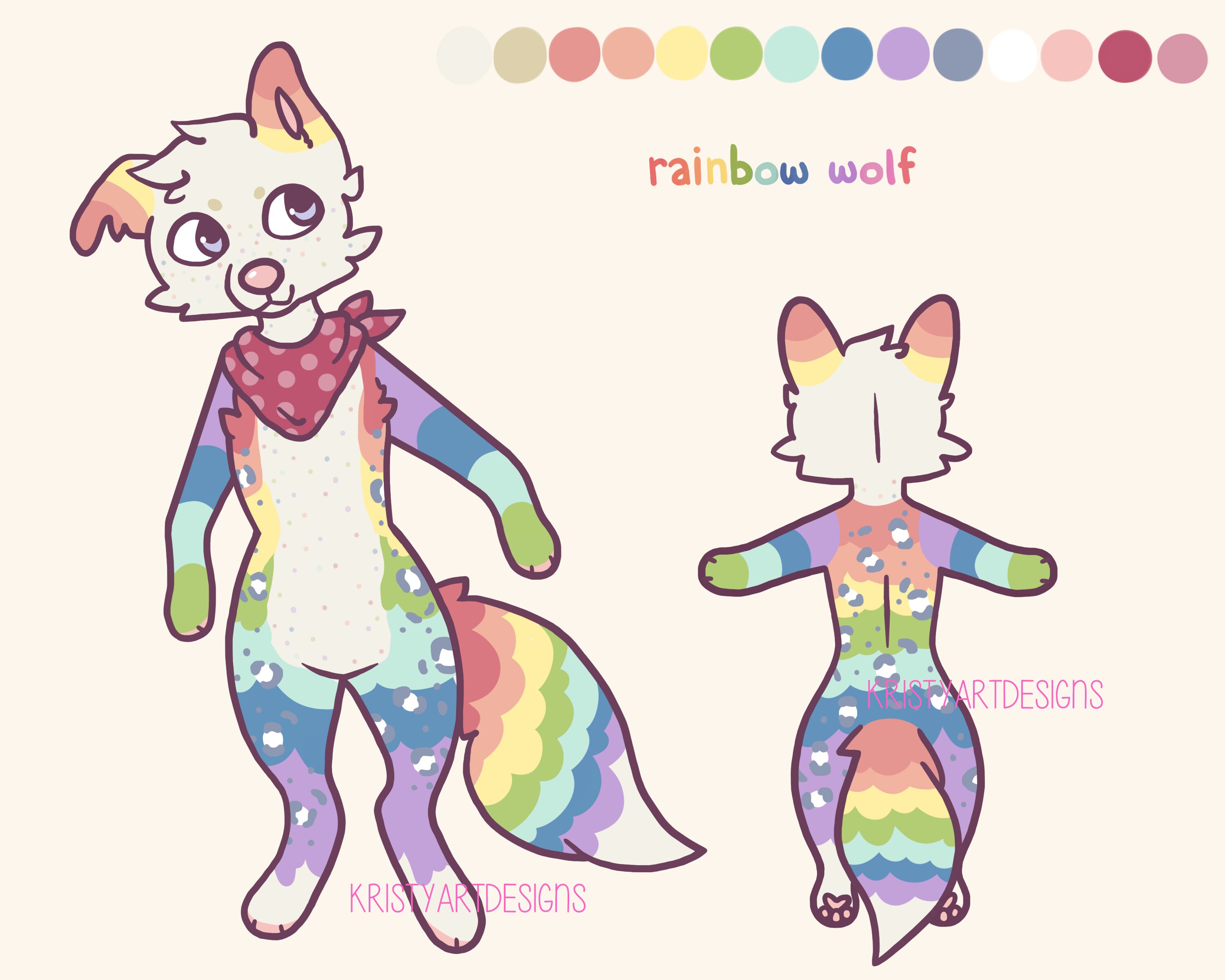 Rainbow Wolf Furry Fursona Character Adopt - Etsy