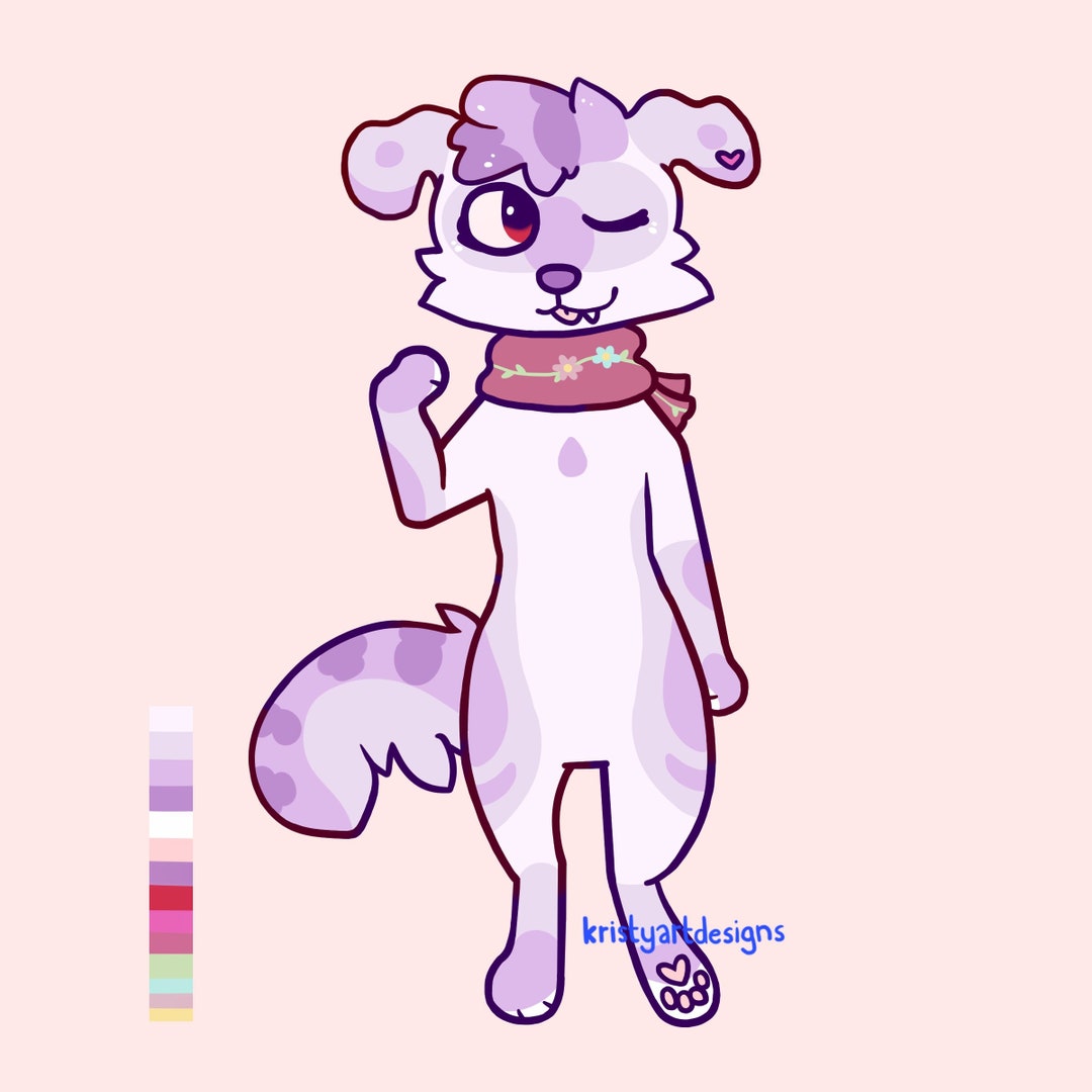 Purple Flower Dog Furry Fursona Character Adopt - Etsy