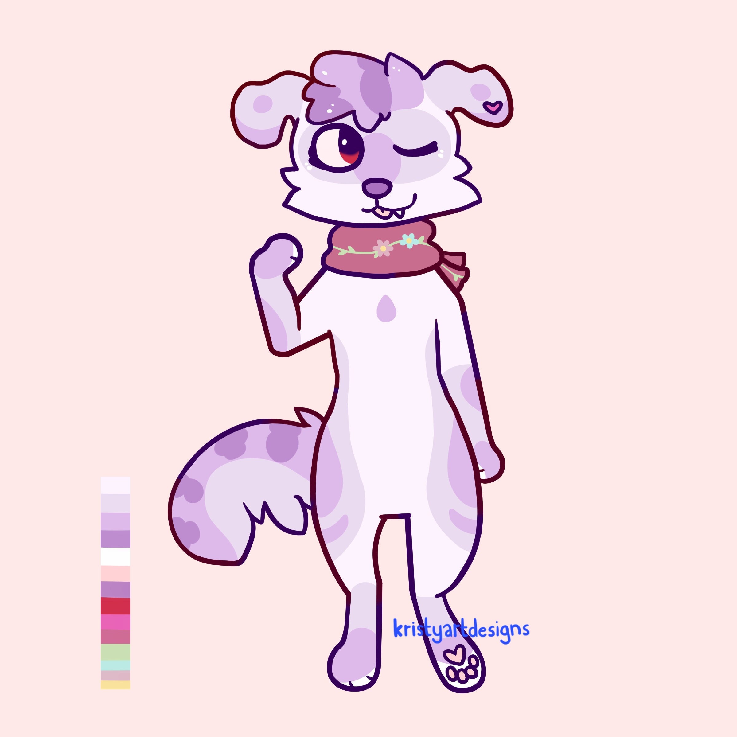 Purple Flower Dog Furry Fursona Character Adopt - Etsy