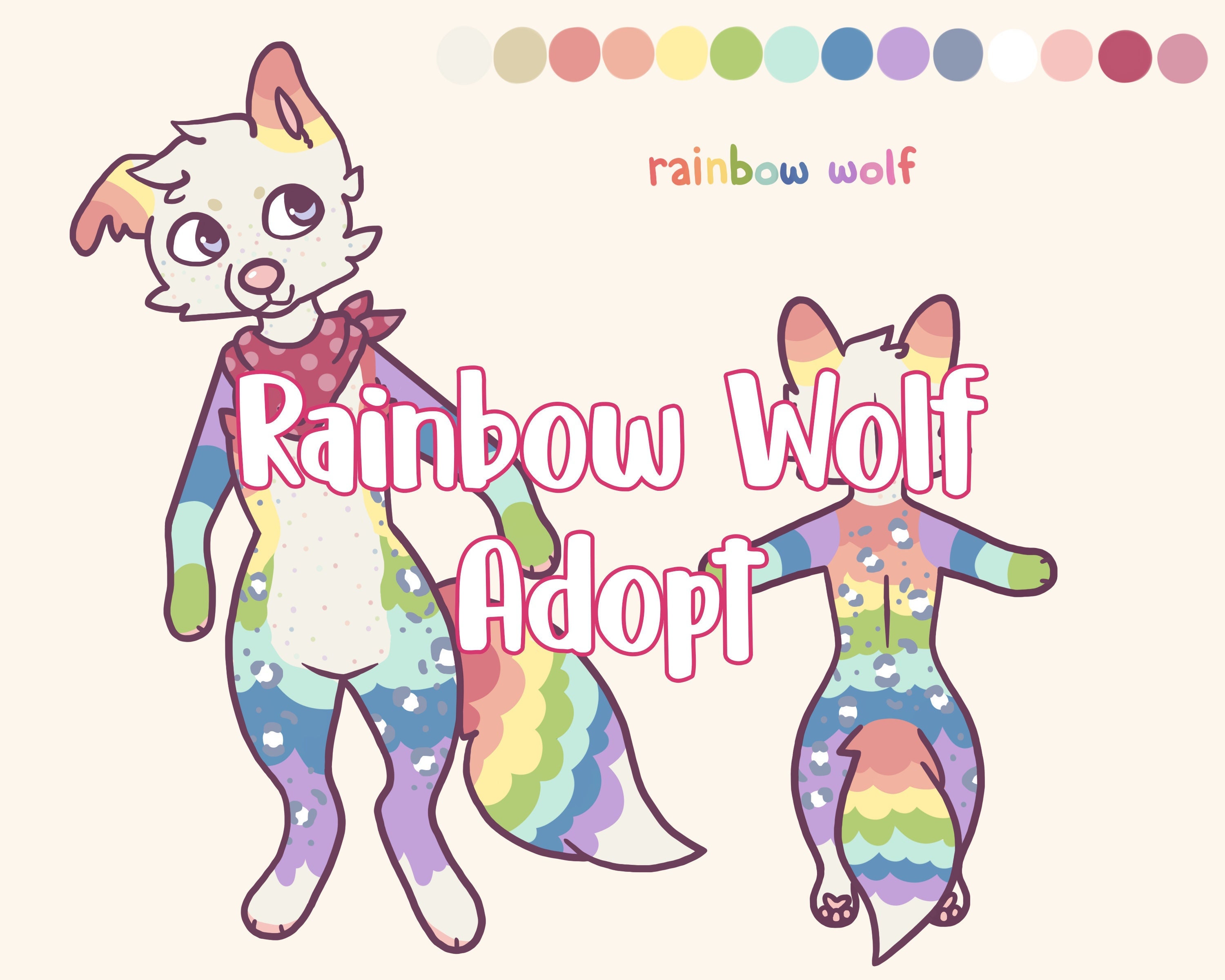 Rainbow Wolf Furry Fursona Character Adopt - Etsy
