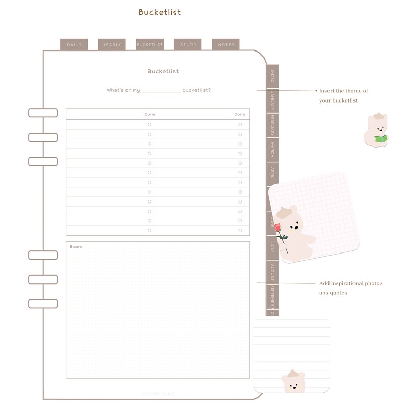 Digital Undated Studyplanner for Student Vertical Planner Sticker Bundle Pre Cropped Cute ...