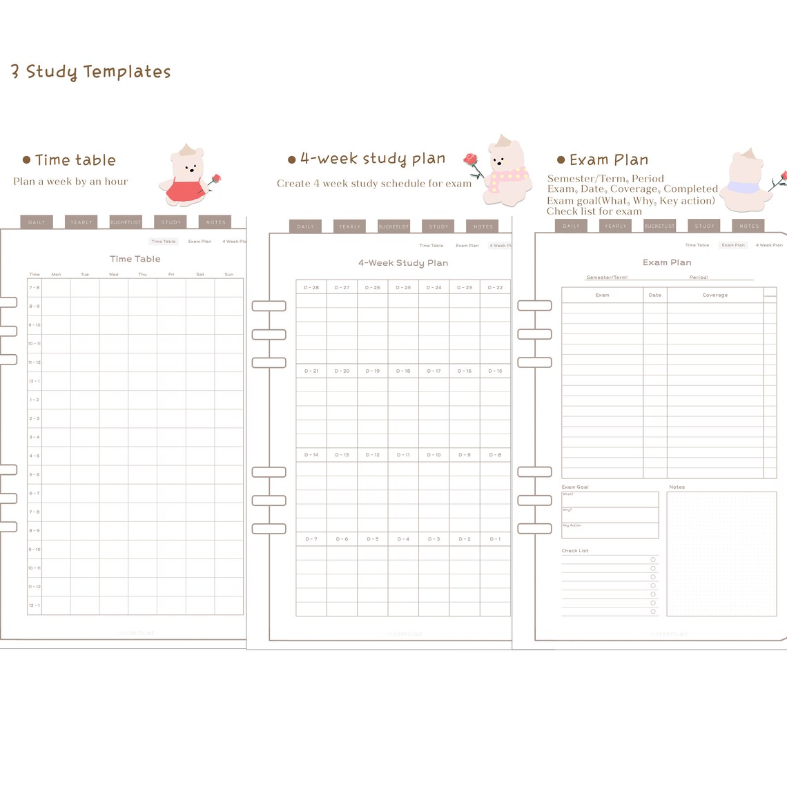 Digital Undated Studyplanner for Student Vertical Planner Sticker ...