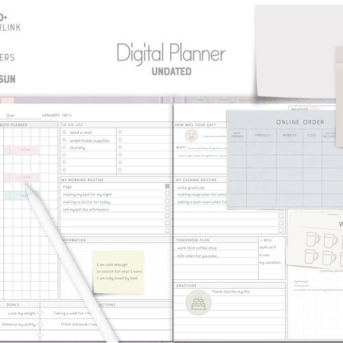 Undated Yearly Life Planner All in One Digital Planner - Etsy