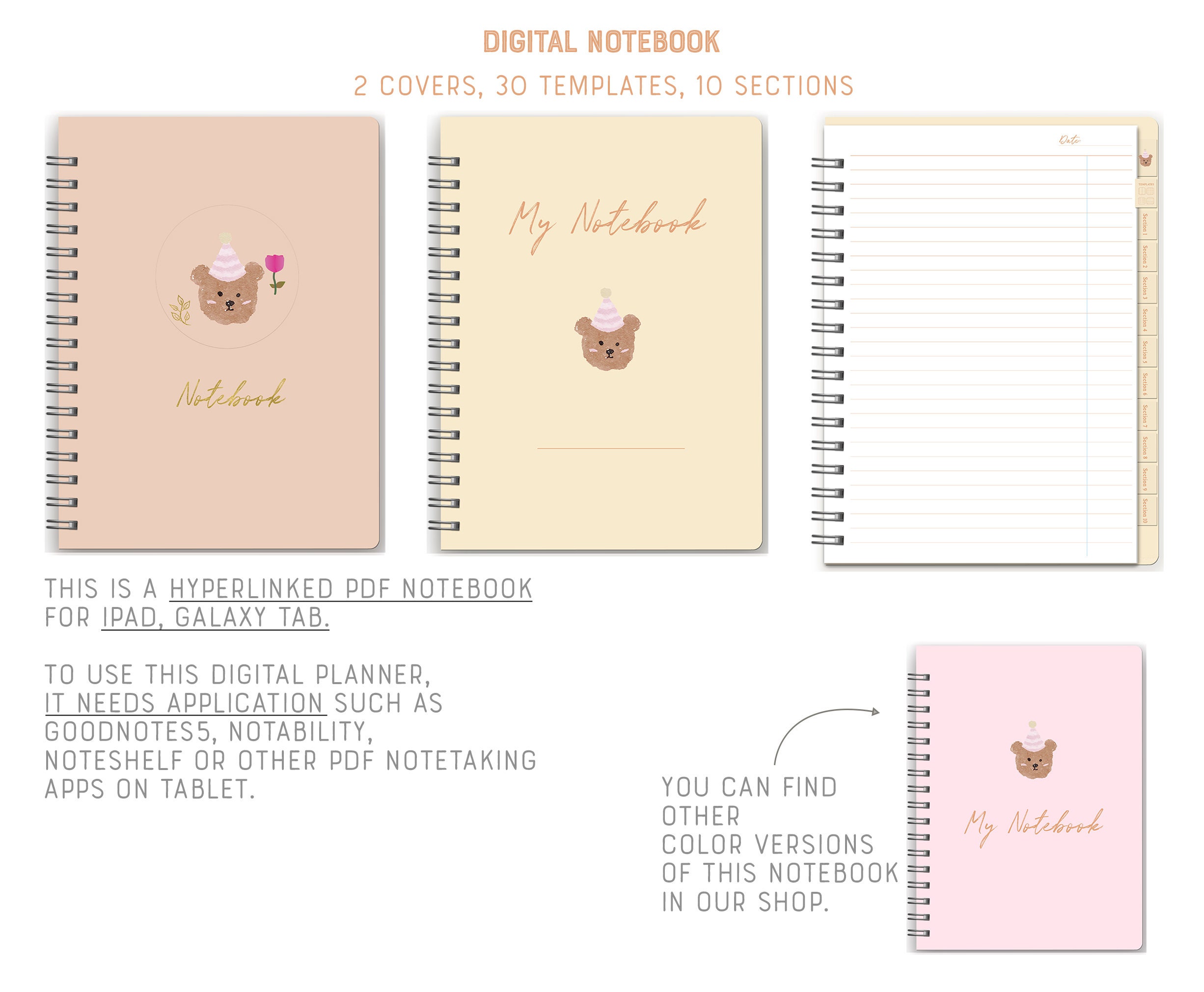 Kawaii Digital Notebook Templates Cute Goodnotes Notebook for iPad ...