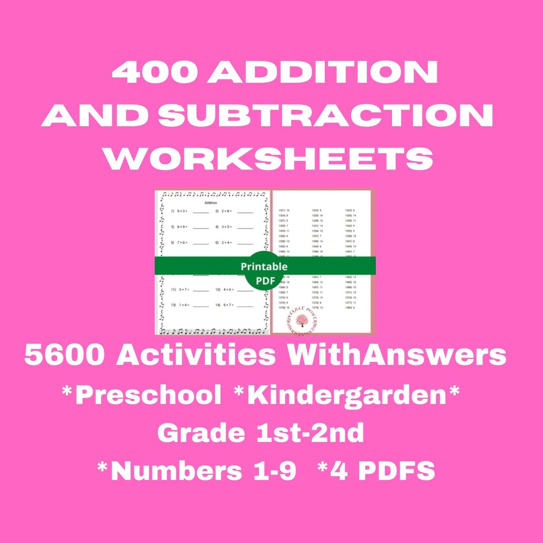 400 Addition and Subtraction Printable Worksheet. Pages - Etsy