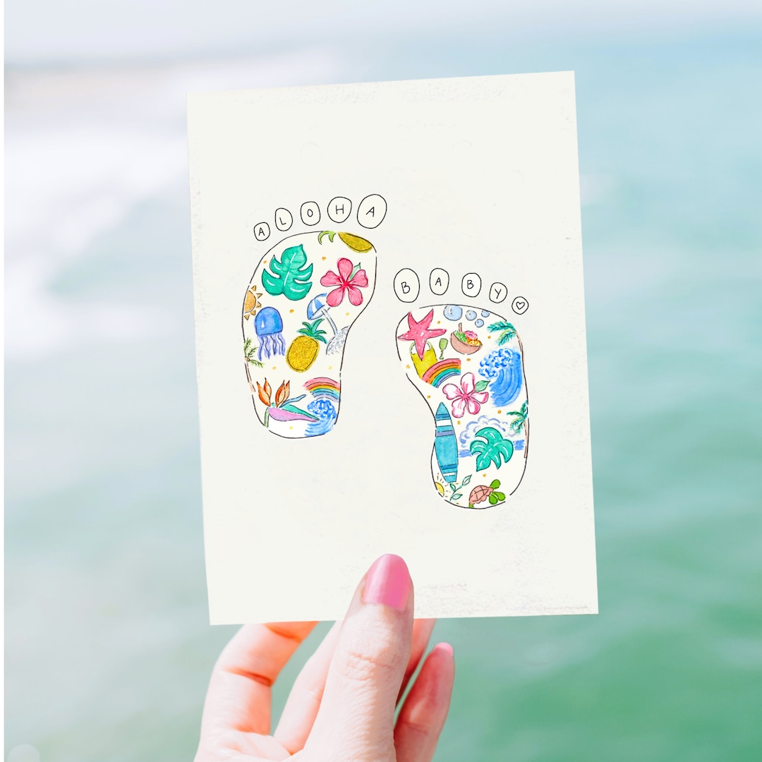 Tropical Baby Feet Greeting Card - Etsy