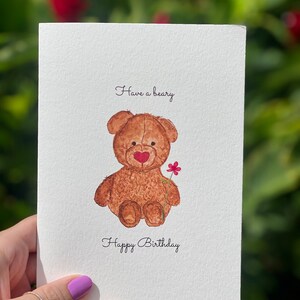 Have a Beary Happy Birthday Watercolor Card | Etsy