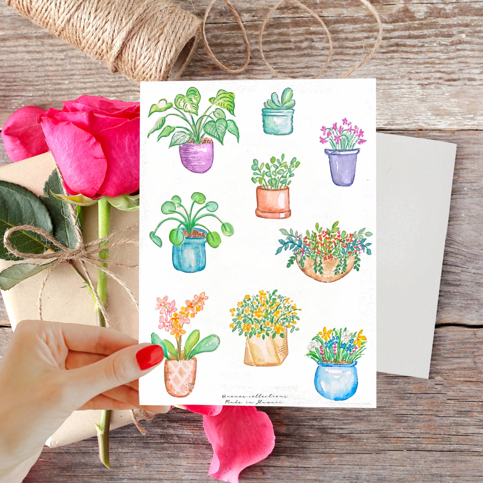 Front & Back Pretty Plants Card - Etsy