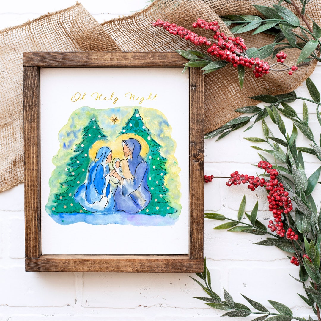 Nativity Watercolor Wall Art Print - Etsy