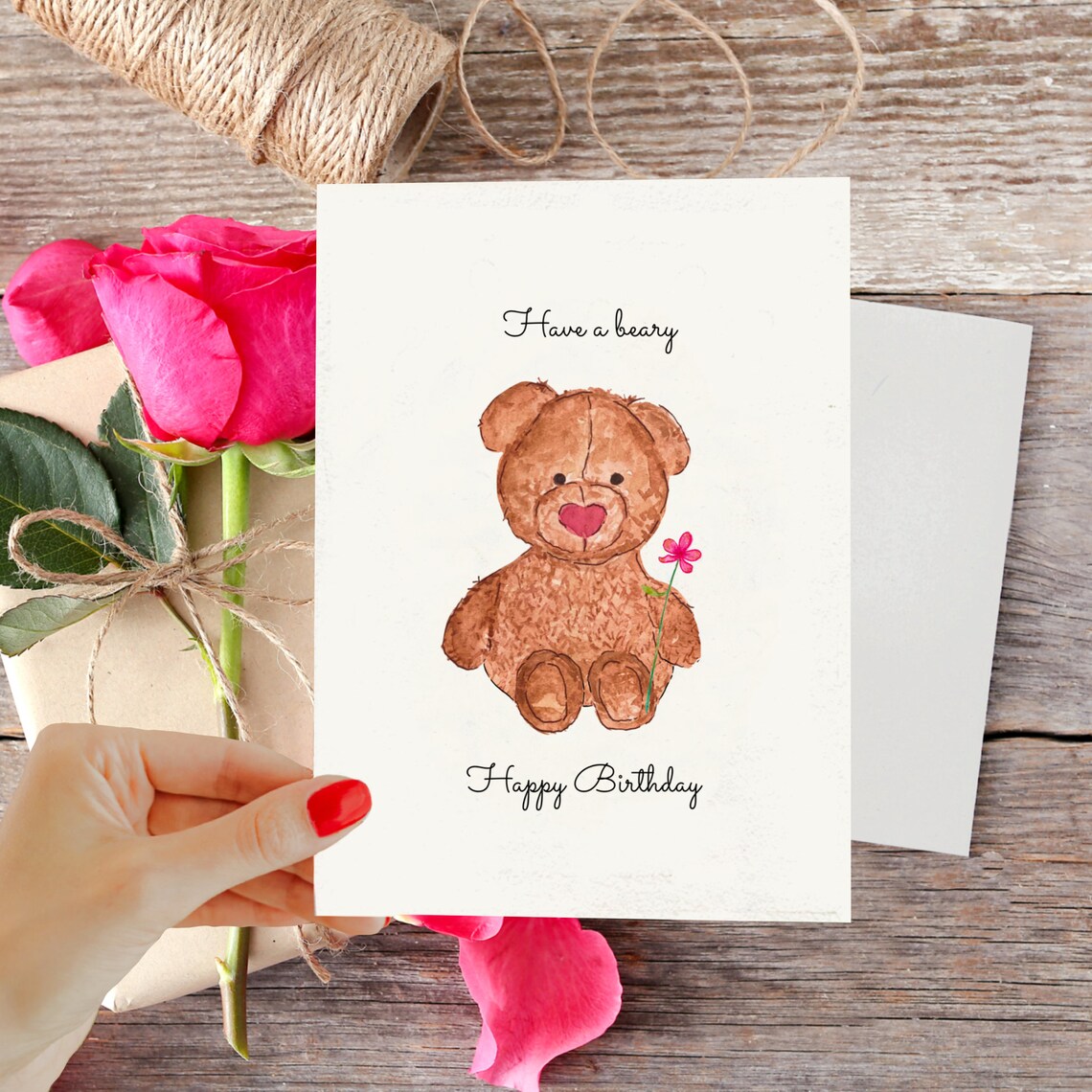 Have a Beary Happy Birthday Watercolor Card - Etsy