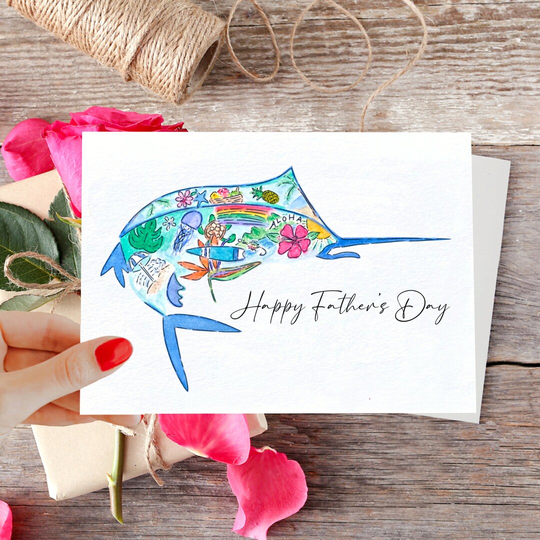 Tropical Fish Happy Father’s Day Watercolor Card - Etsy