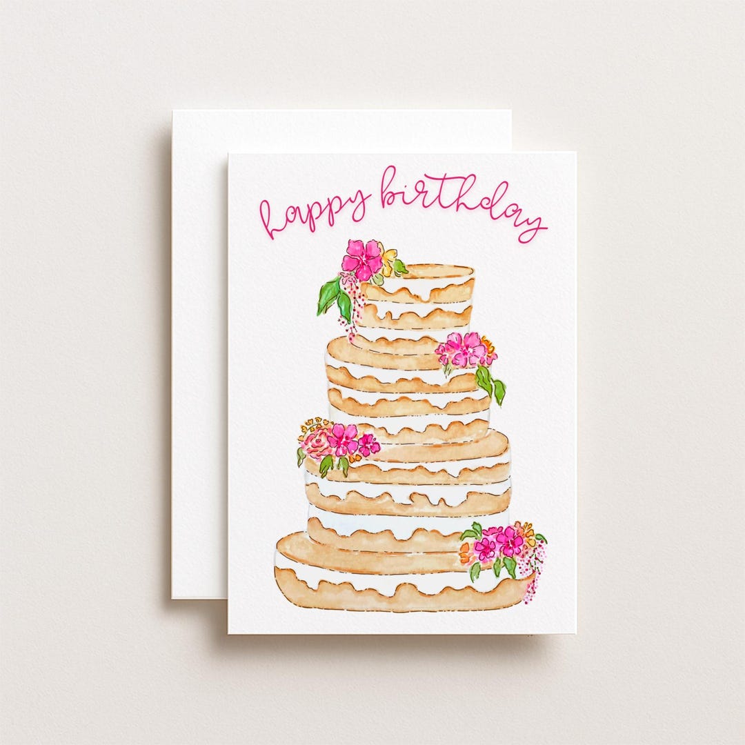 Happy Birthday Cake Card - Etsy