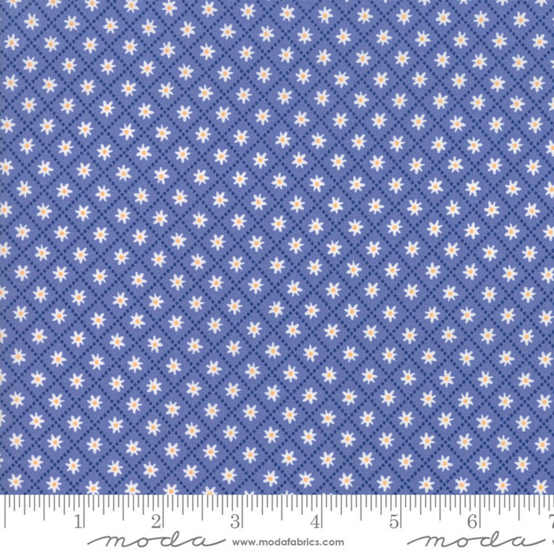 Moda Floral Fabric, 100% Quilting Cotton, Sunday Picnic Periwinkle ...
