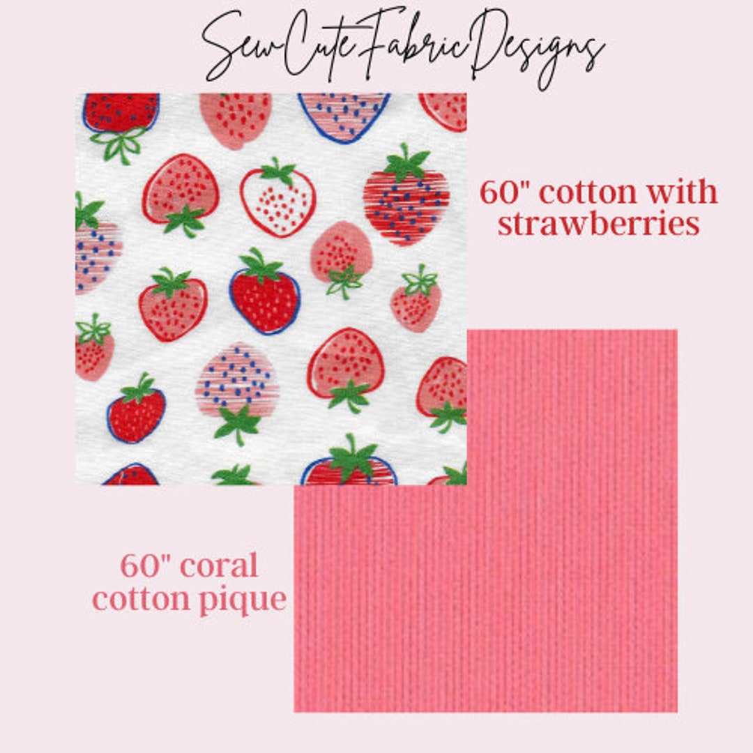 60" Strawberry Print or Coral Pique Cotton Fabric - Etsy
