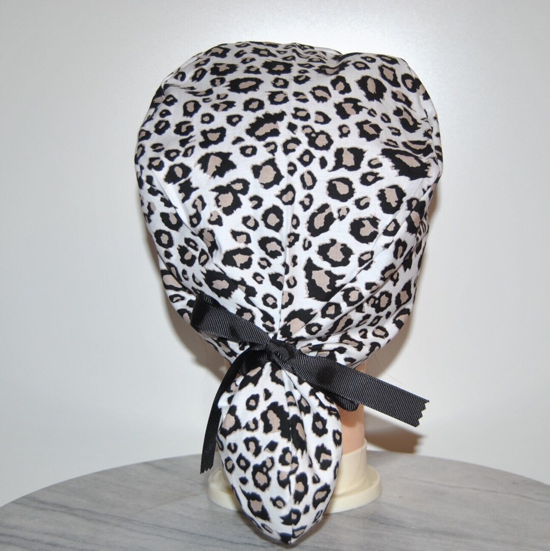 Leopard Print Scrub Cap: Longhair, Buttons, Handmade Cotton - Etsy