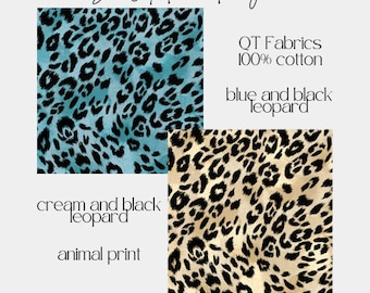 Blue Leopard Print Fabric - Etsy