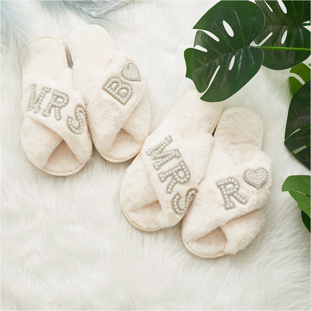 Custom Fluffy Bridesmaid Slipper,custom Fluffy Slippers,gifts for Her ...