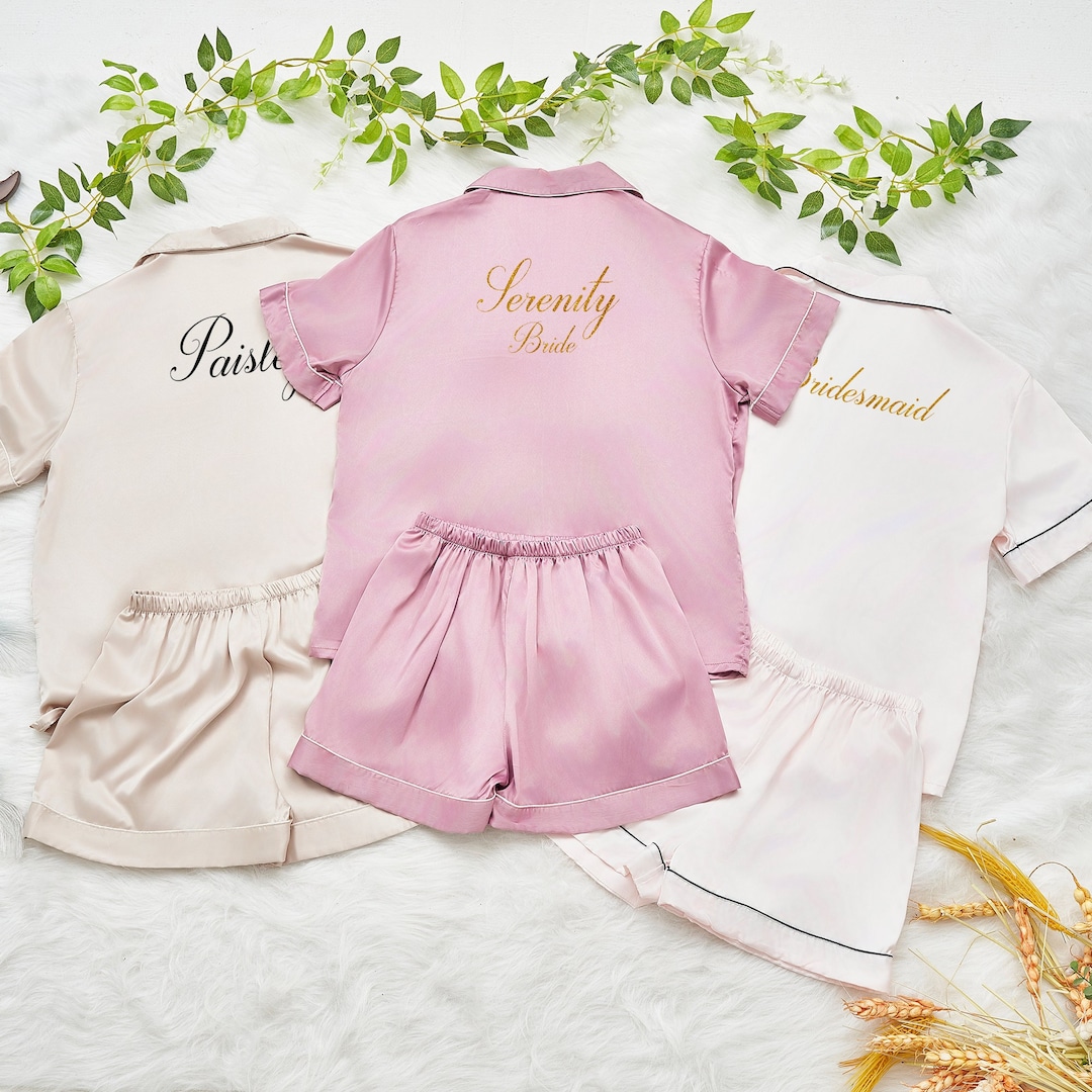 Personalised Pajamas, Bride Bridesmaid Pajamas, Flower Girl Pajamas ...