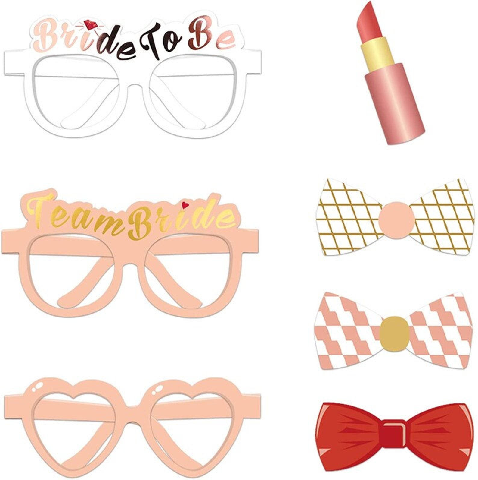 23pcs Hen Party Photo Booth Props Team Bride Selfie Props Rose Gold ...