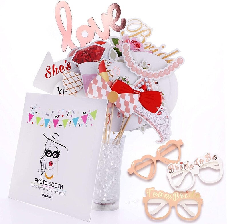 23pcs Hen Party Photo Booth Props Team Bride Selfie Props Rose Gold ...
