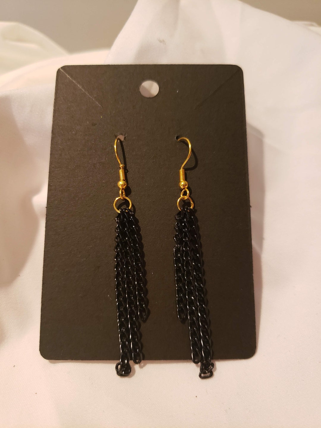 Black Layered Chain Earrings - Etsy Hong Kong