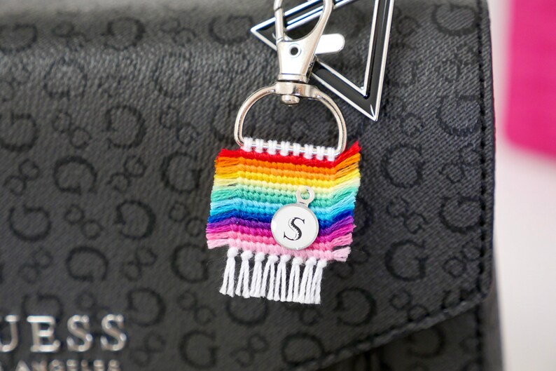 Letter Keychain, Woven Knotted Macrame Niniknots Handbag Mini ...