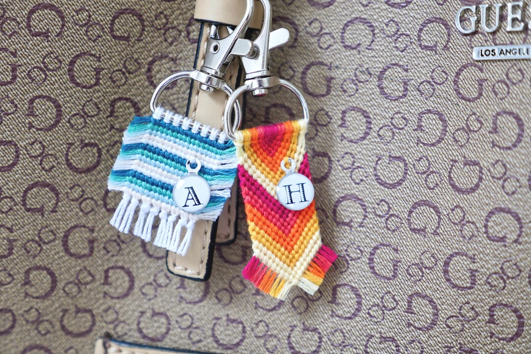 Letter Keychain, Woven Knotted Macrame Niniknots Handbag Mini ...