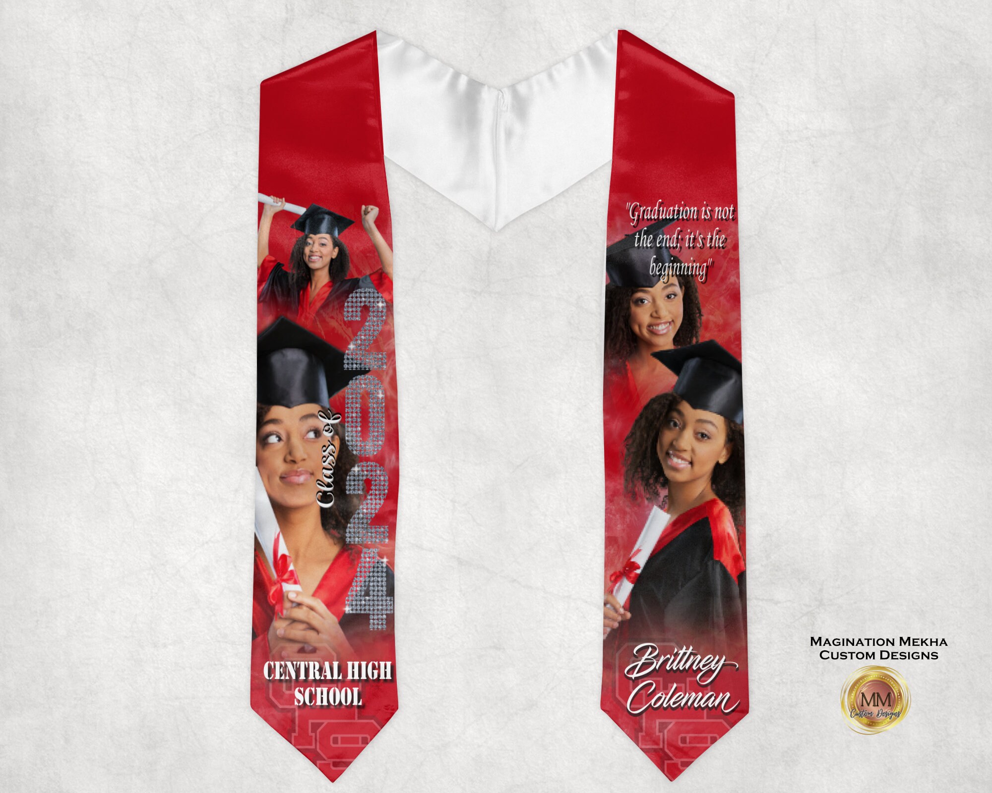 Personalized Graduation Sash| Class of 2024 Graduation Stole | Rhinestones | Custom Graduation ...