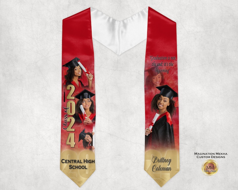 Your School Colors, Custom Graduation Stole/sash, Personalized Grad ...