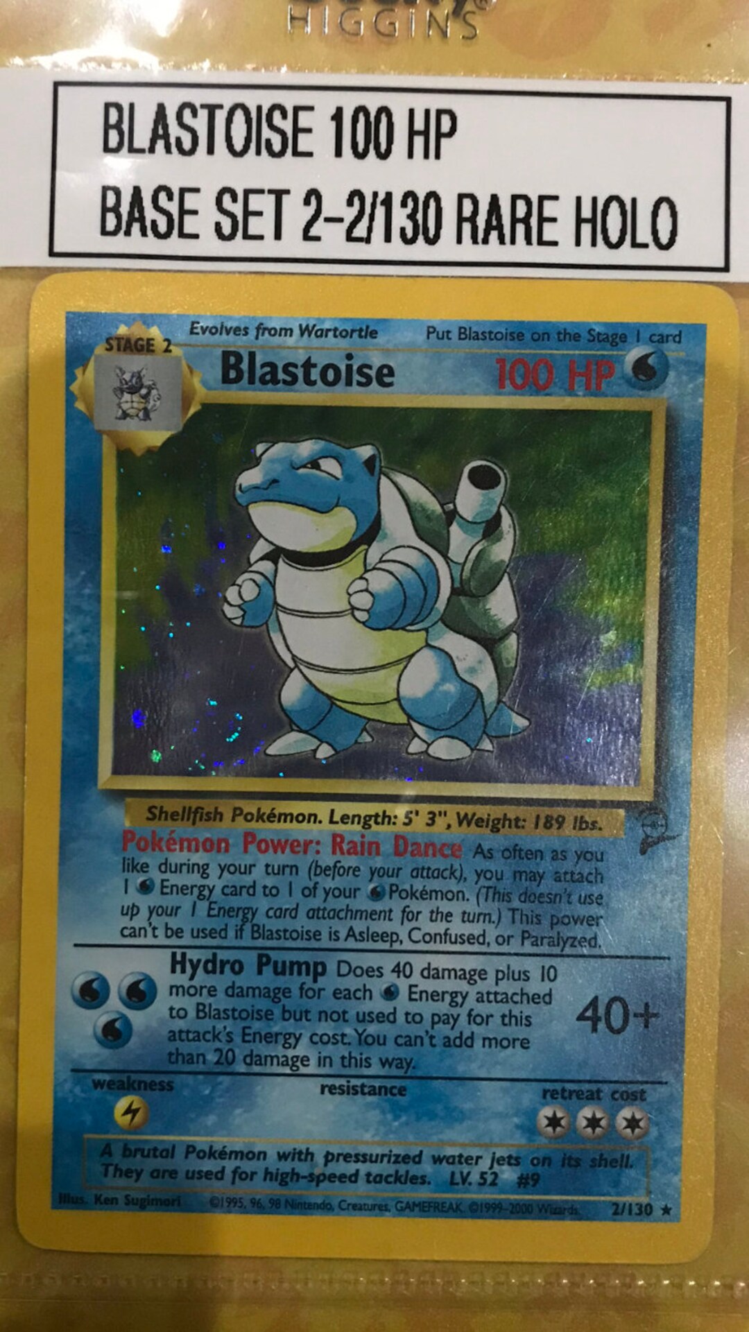Pokemon Base Set 2 Blastoise 100 HP Near Mint 2/130 RARE HOLO - Etsy