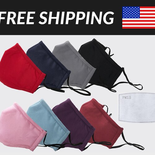 Adult Face Mask With Filter Pocket 100% Cotton Washable - Etsy