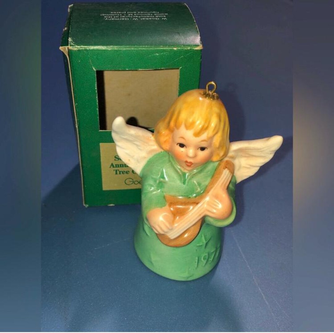 Goebel Angel Bell W/lute Green 1977 Second Edition - Etsy