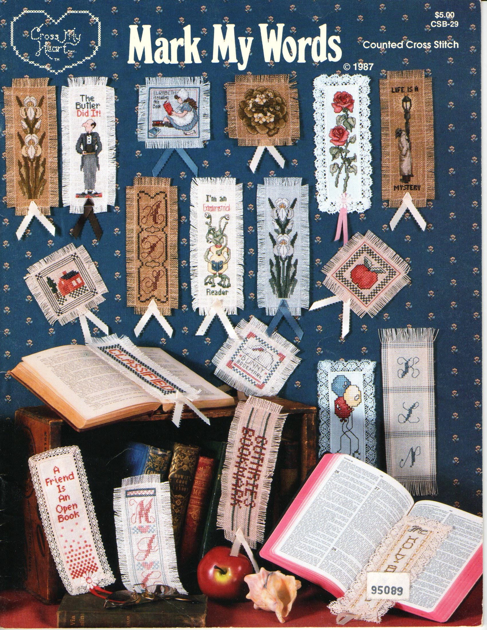 Mark My Words Cross Stitch Pattern Booklet Bookmarks Cross My Heart ...