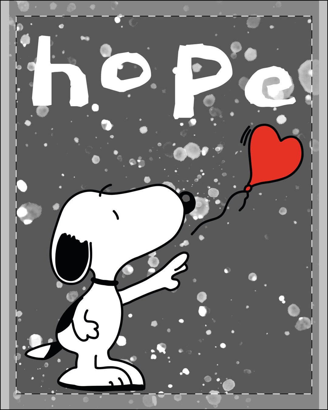 Framed Poster, Snoopy Hope Heart Stencil Graffiti Wall Art Print ...