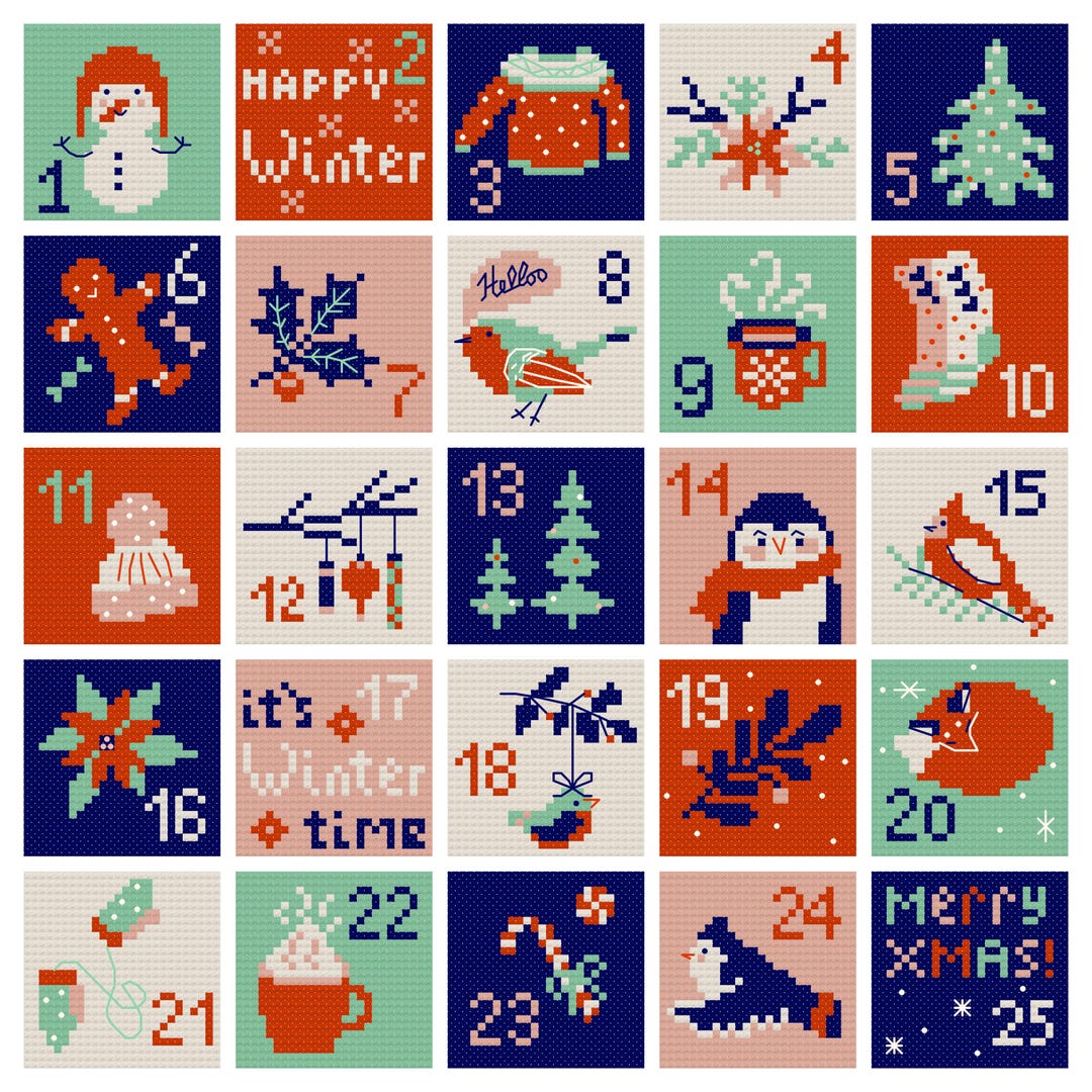 Winter Advent Cross Stitch Pattern - PDF Download - Etsy