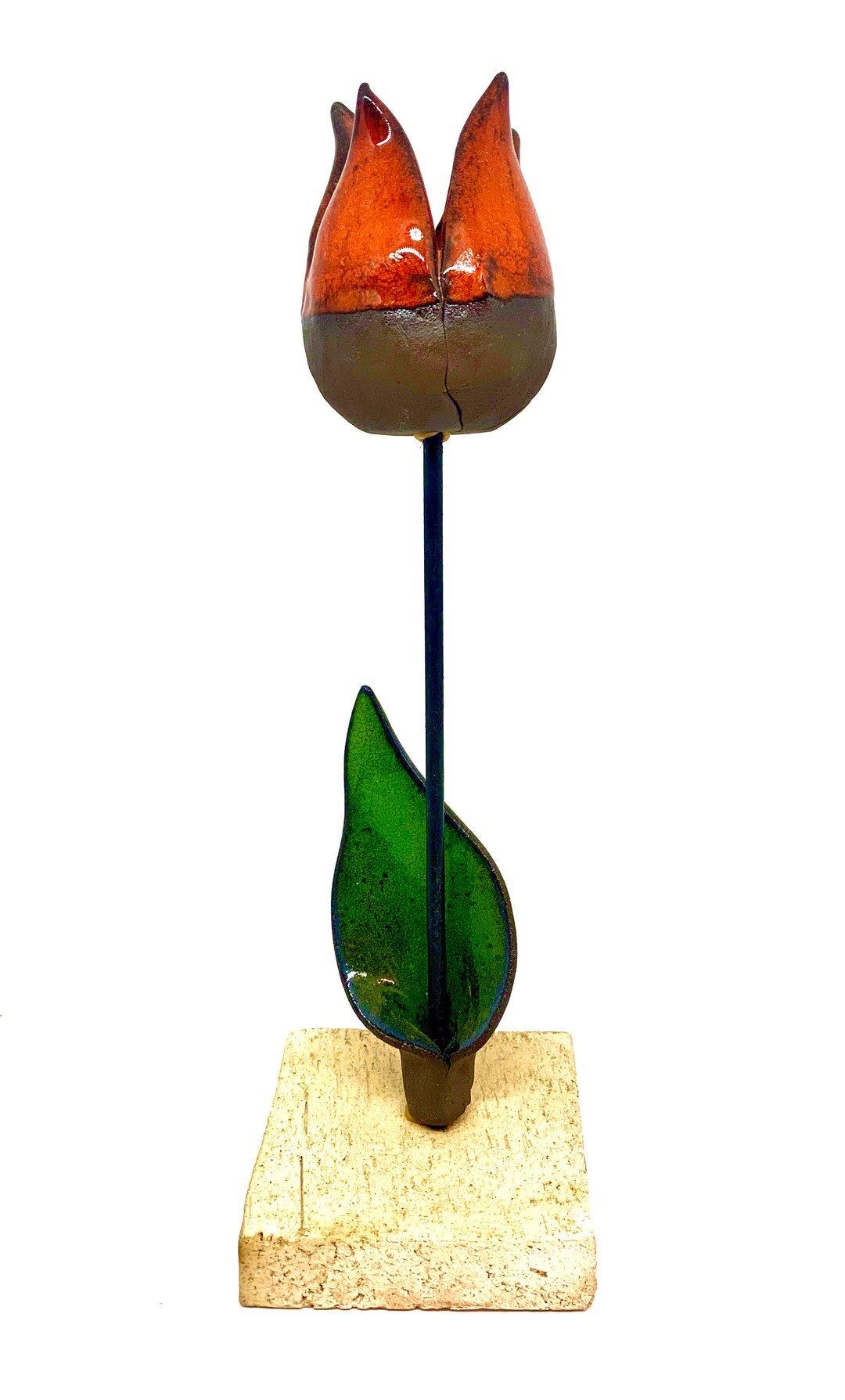 Handmade Glazed Ceramic Tulip Figurine 10" – Artisan Crafted, Elegant ...