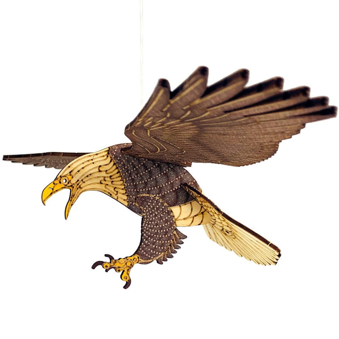 Bald Eagle Lazer Cut Wood Toy | Avian Bird of Prey Puzzle Assembly for ...