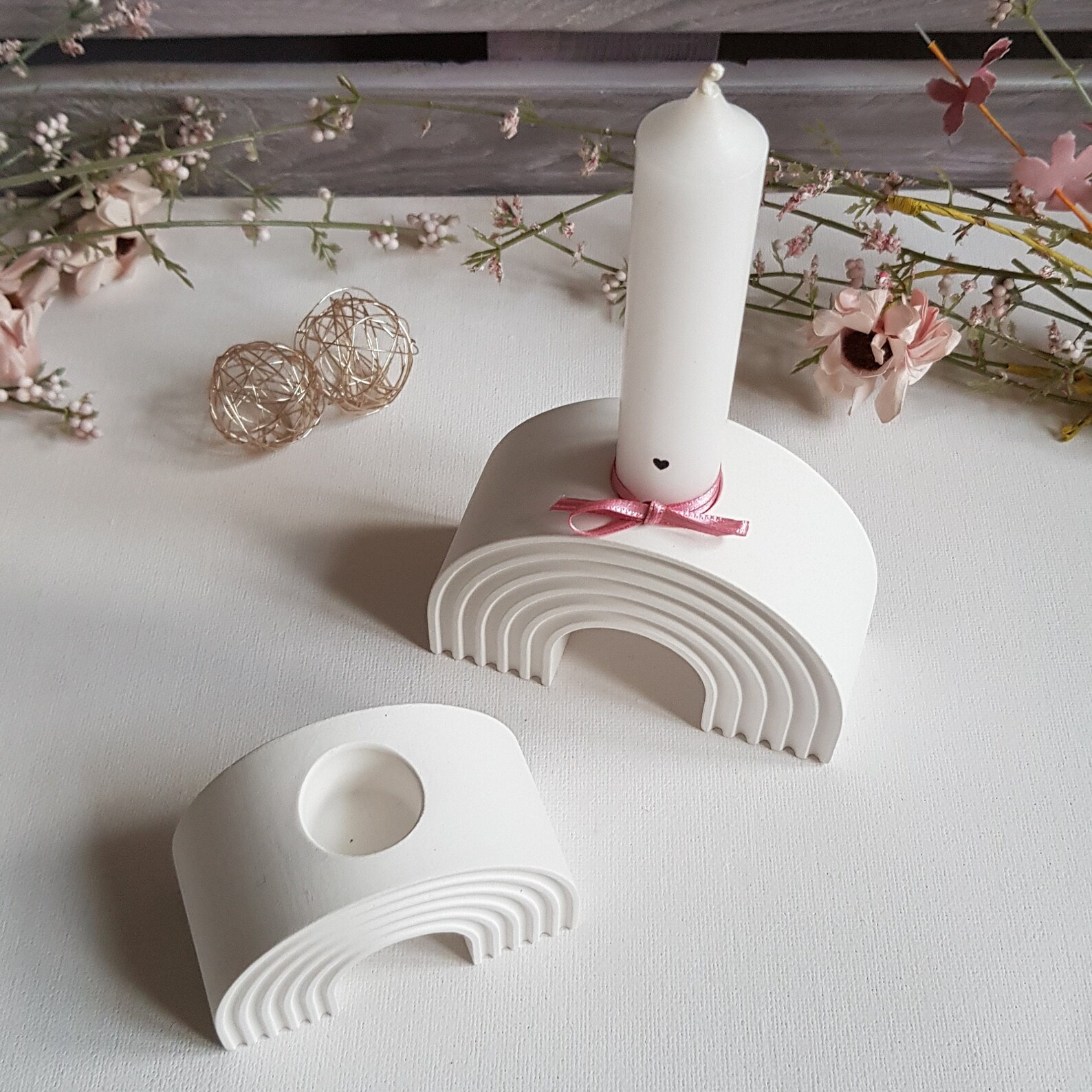 Beton Raysin Deko Kerzenständer Bogen Streifen Optik - Etsy.de