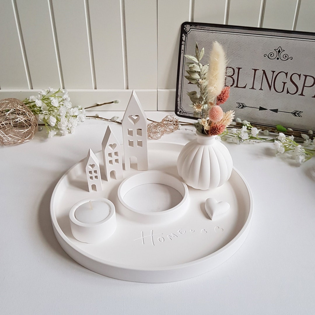 Concrete Raysin Decoration, Decorative Plate HOME With Decorative Light ...